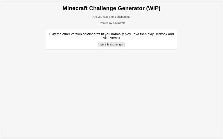 Minecraft Challenge Generator (WIP)