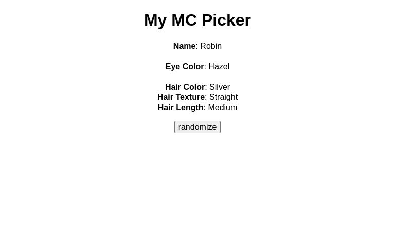 My MC Picker ― Perchance Generator