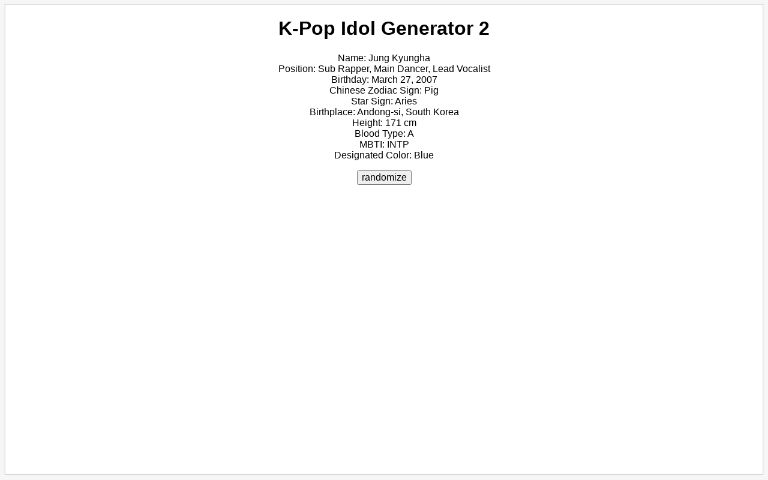 K-Pop Idol Generator 2