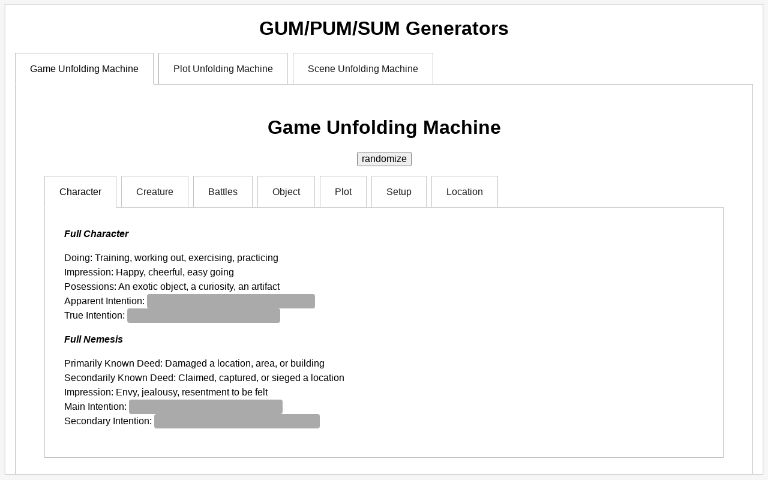 GUM/PUM/SUM Generators