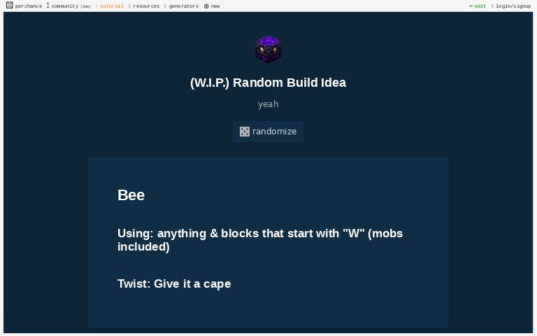 (W.I.P.) Random Build Idea ― Perchance Generator