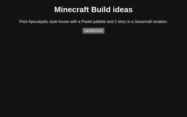 Minecraft Build ideas ― Perchance Generator