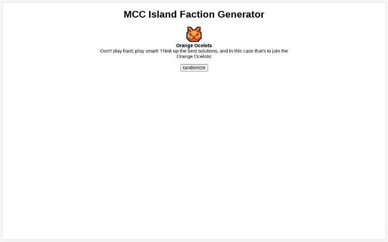 MCC Island Faction Generator