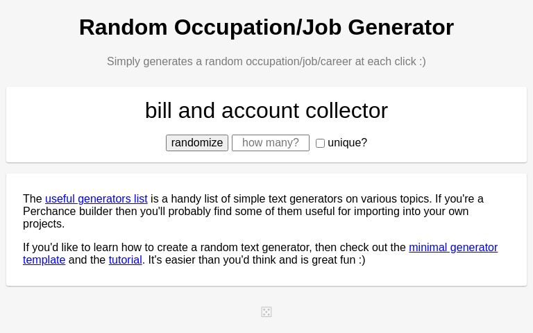 Random Occupation/Job Generator