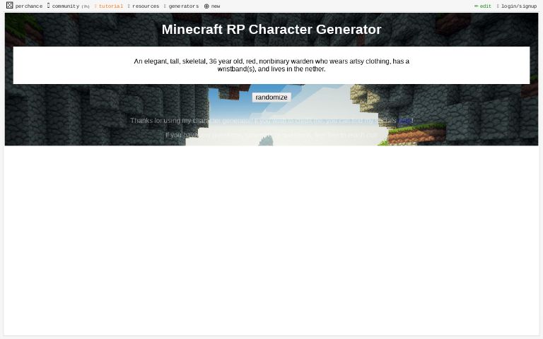 Minecraft RP Character Generator
