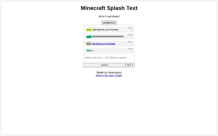 Minecraft Splash Text ― Perchance Generator