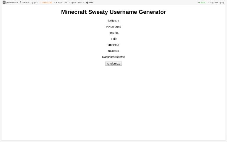 Minecraft Sweaty Username Generator