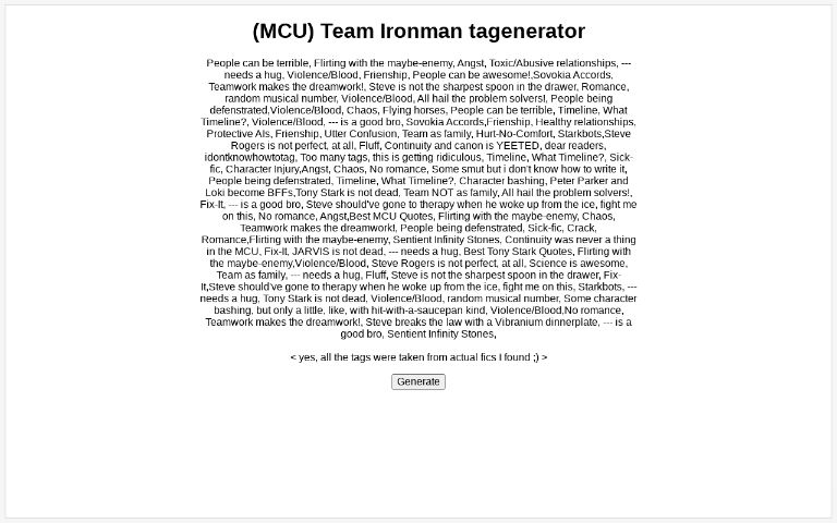 (MCU) Team Ironman tagenerator