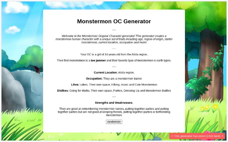 Monstermon OC Generator