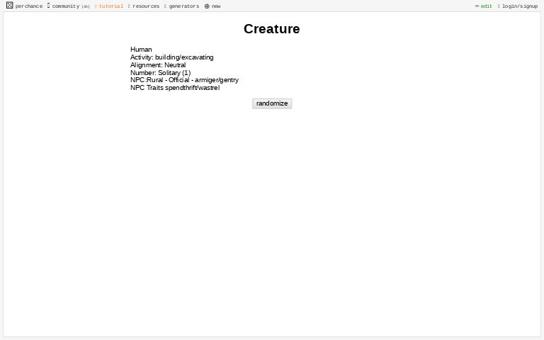 Creature ― Perchance Generator