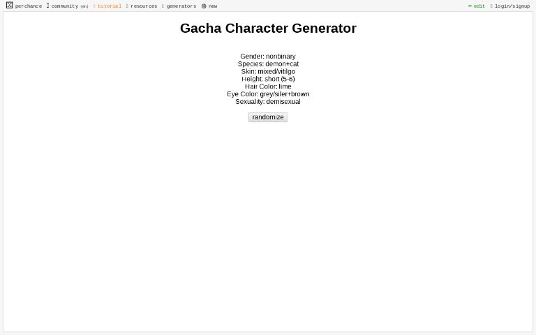 Gacha Character Generator