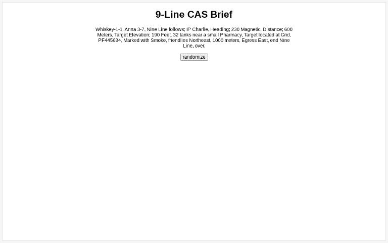 9-Line CAS Brief ― Perchance Generator