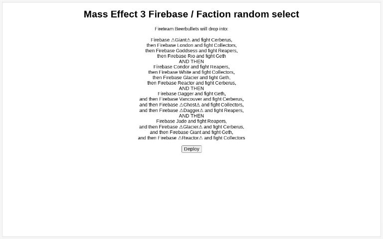 Mass Effect 3 Firebase / Faction random select ― Perchance Generator