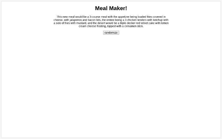 Meal Maker! ― Perchance Generator