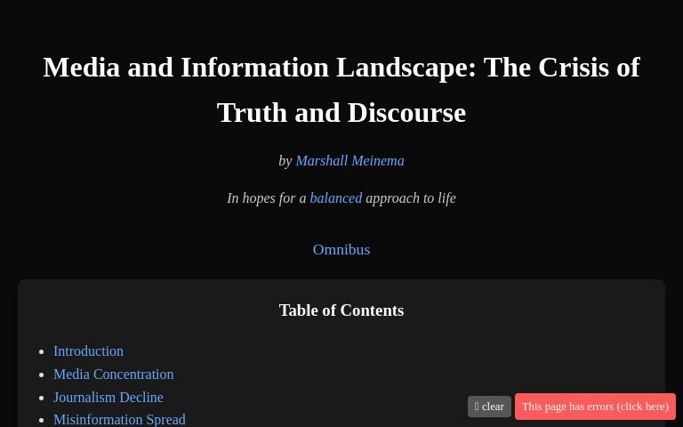 Media and Information Landscape: The Crisis of Truth and Discourse ― Perchance Generator