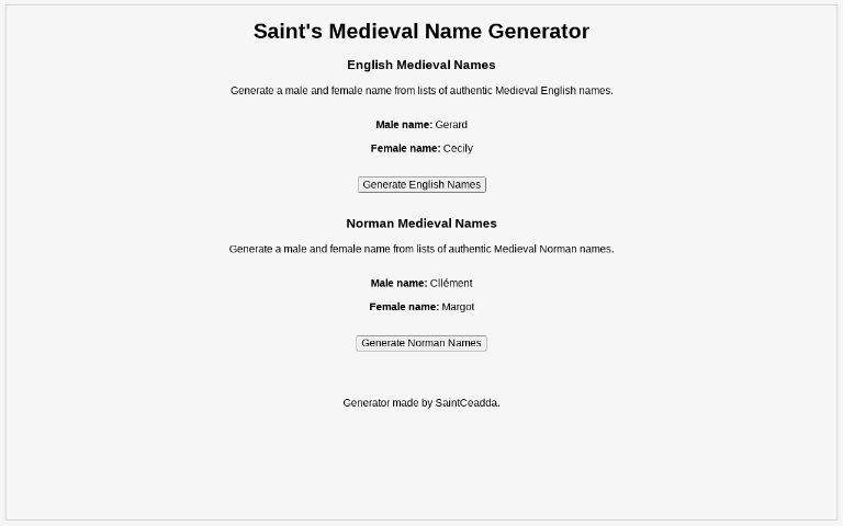 Saint's Medieval Name Generator