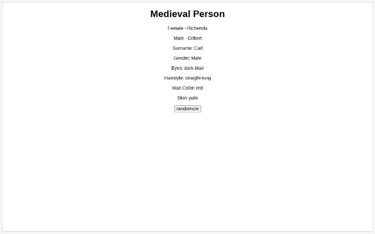 Medieval Person ― Perchance Generator