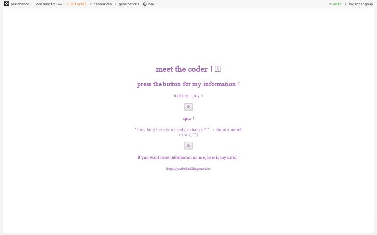 meet the coder ! 🛒 ― Perchance Generator