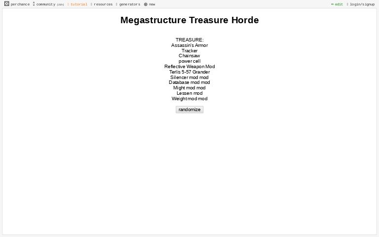 Megastructure Treasure Horde ― Perchance Generator