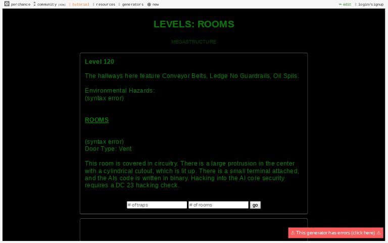 LEVELS: ROOMS ― Perchance Generator