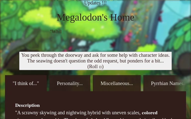 Megs Hut Of Wof Oc Ideas ― Perchance Generator