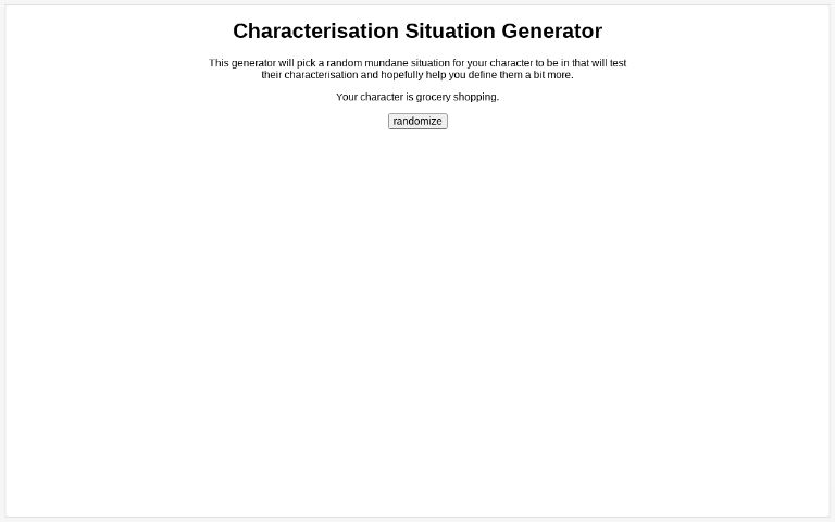 Characterisation Situation Generator