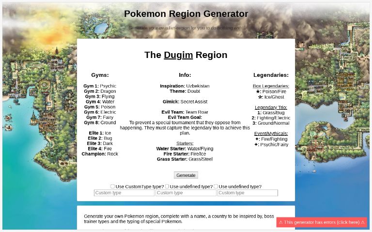 Pokemon Region Generator