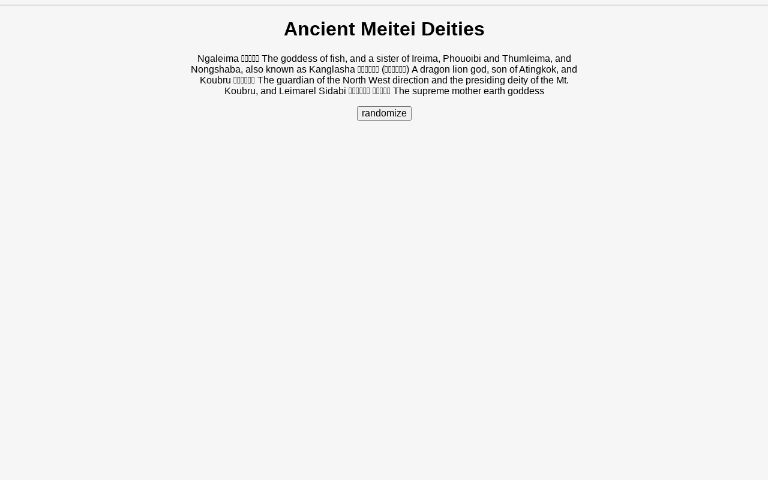 Ancient Meitei Deities ― Perchance Generator