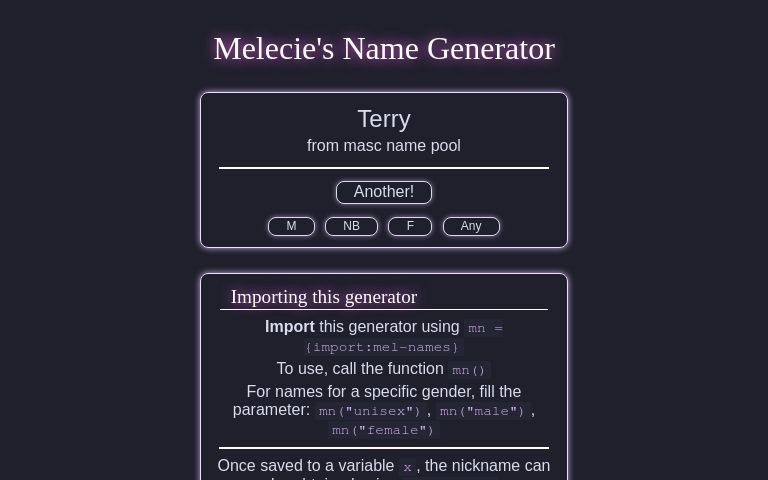 Melecie's Name Generator