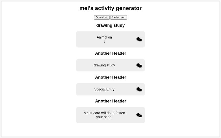 mel's activity generator