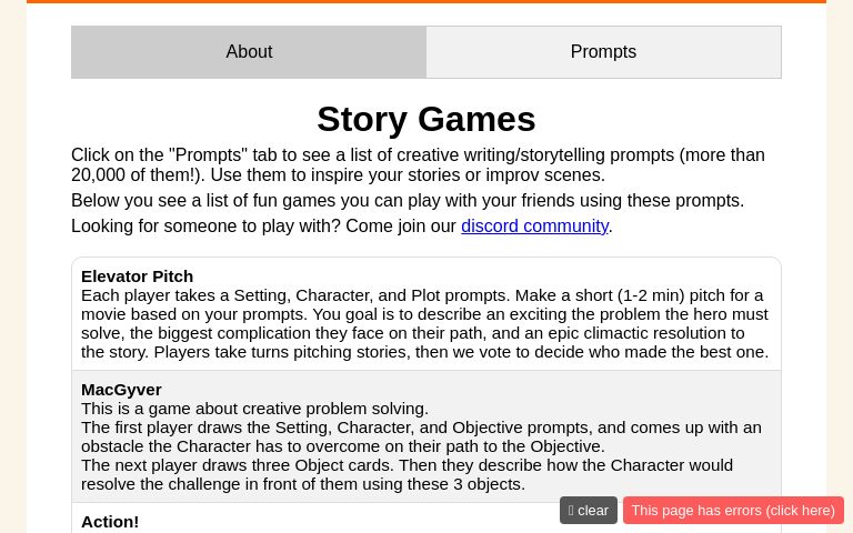 Story Games ― Perchance Generator