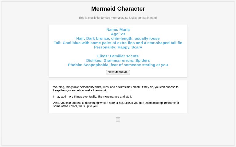 Mermaid Character ― Perchance Generator