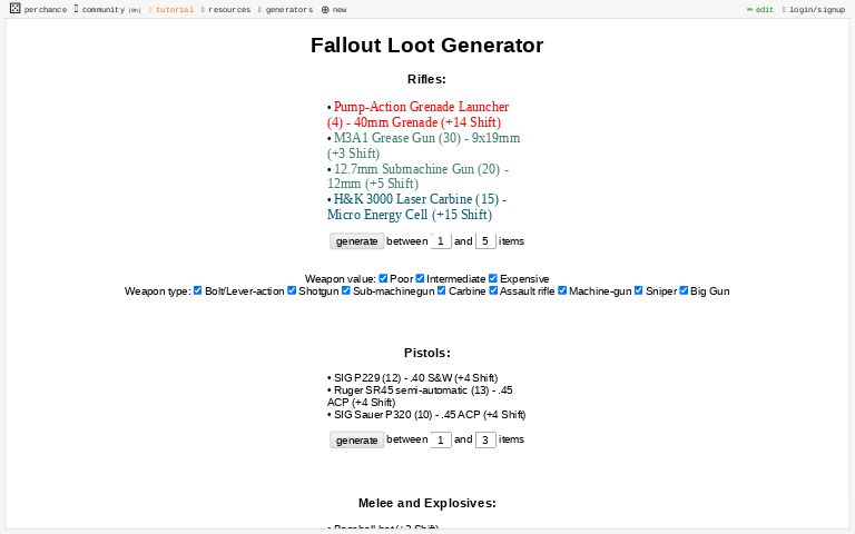 Fallout Loot Generator