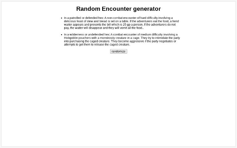 Random Encounter generator
