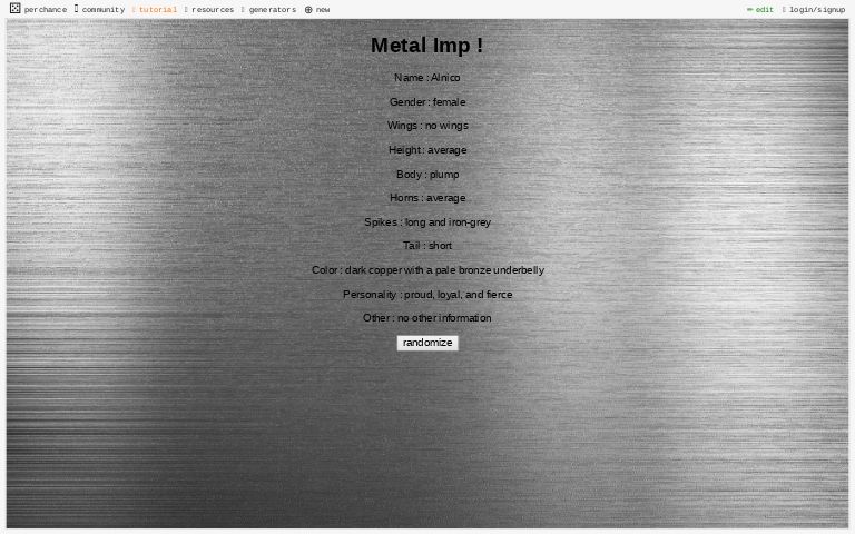 Metal Imp ! ― Perchance Generator