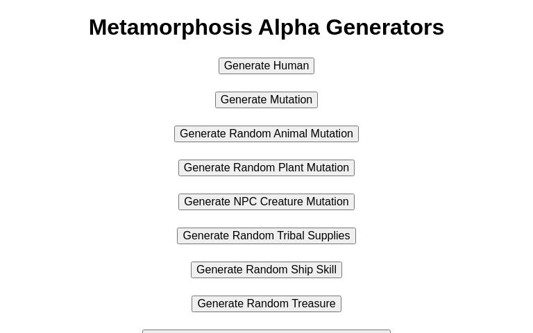 Metamorphosis Alpha Generators