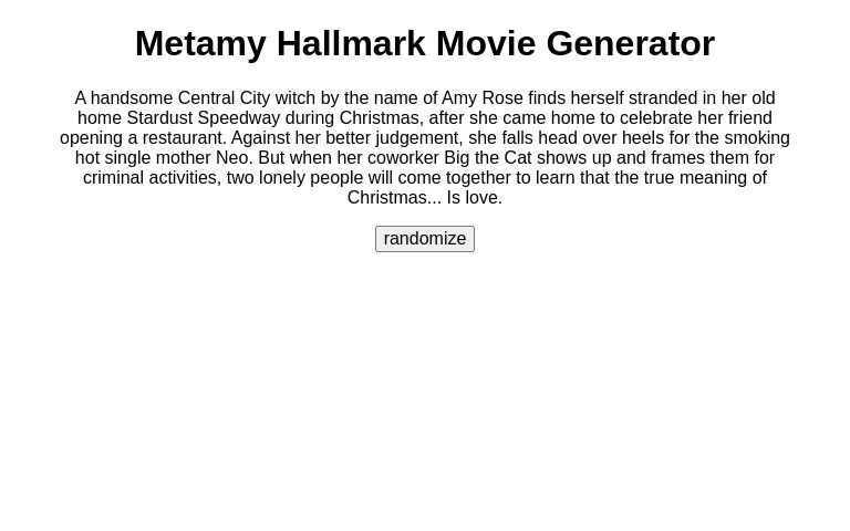 Metamy Hallmark Movie Generator