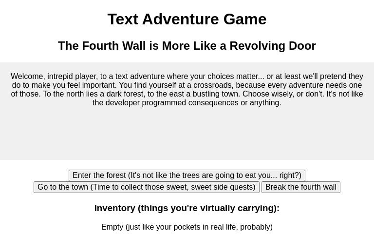 Text Adventure Game ― Perchance Generator