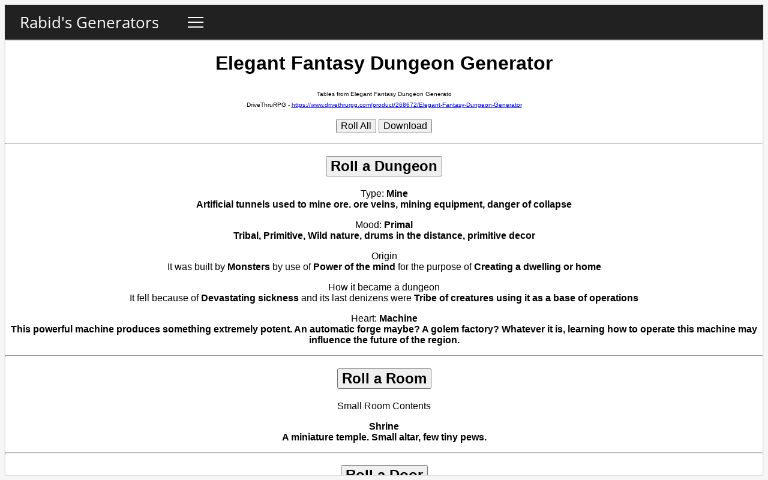 Elegant Fantasy Dungeon Generator