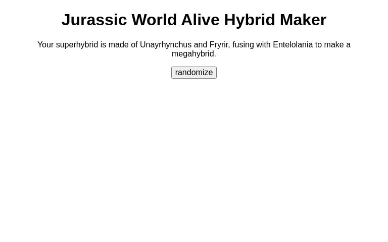 Jurassic World Alive Hybrid Maker ― Perchance Generator