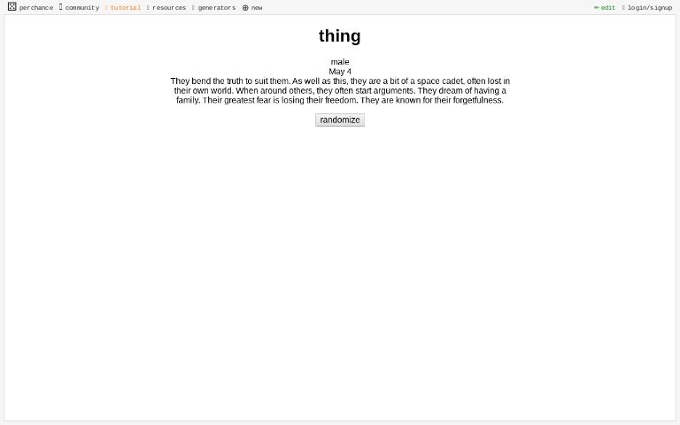 thing ― Perchance Generator