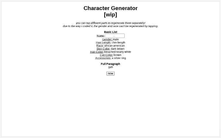 Character Generator[wip]