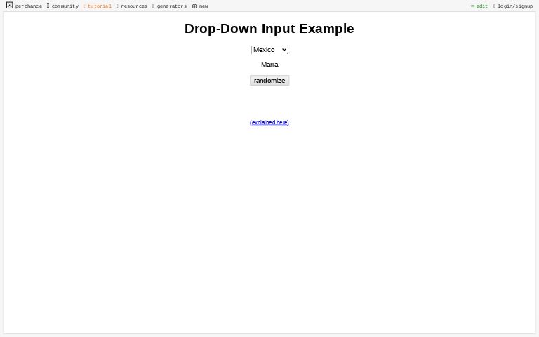 Drop-Down Input Example ― Perchance Generator