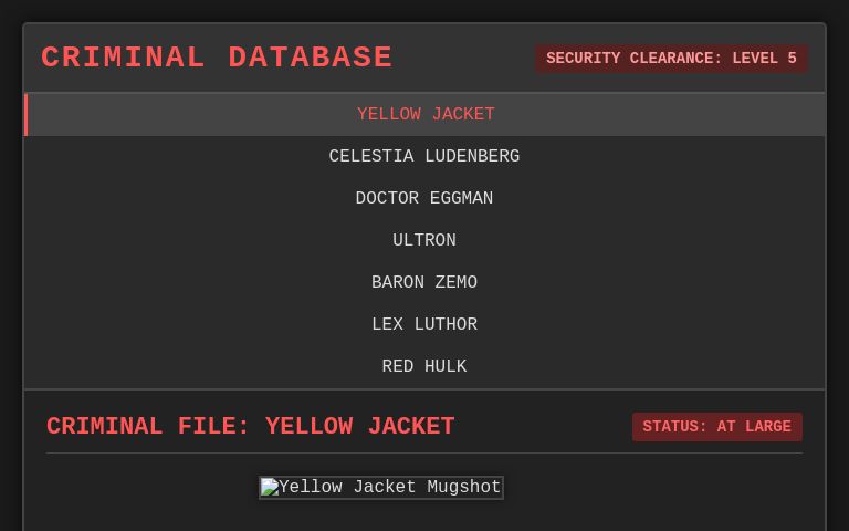 CRIMINAL DATABASE ― Perchance Generator