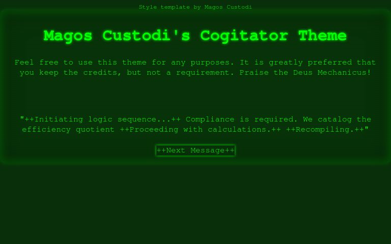 Magos Custodi's Cogitator Theme ― Perchance Generator