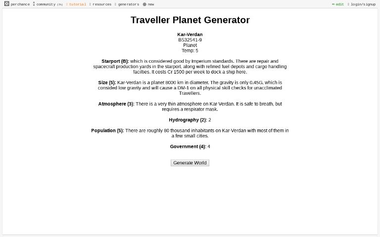 Traveller Planet Generator