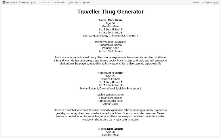 Traveller Thug Generator