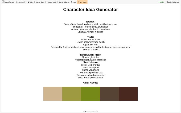 Character Idea Generator