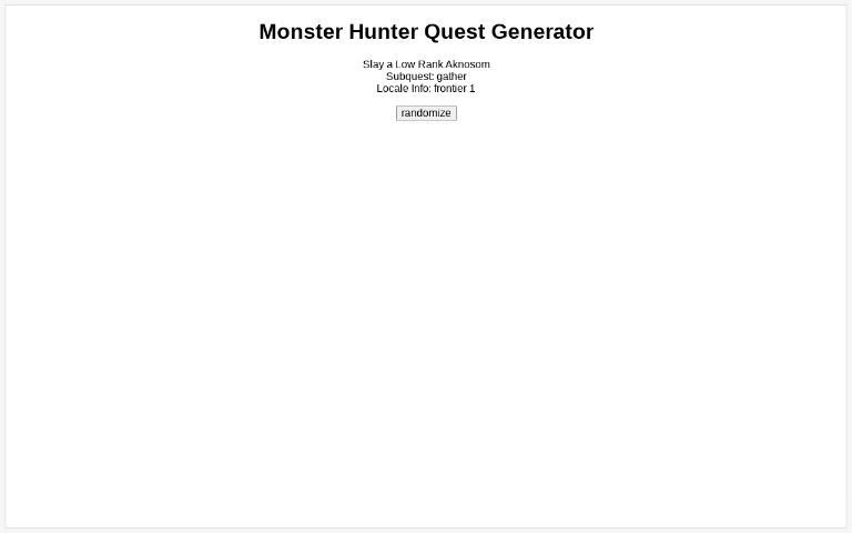 Monster Hunter Quest Generator
