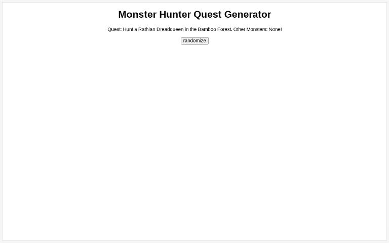 Monster Hunter Quest Generator